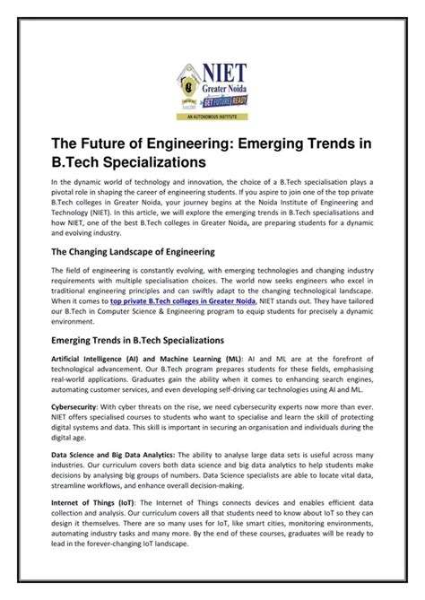 Ppt The Future Of Engineering Emerging Trends In Btech