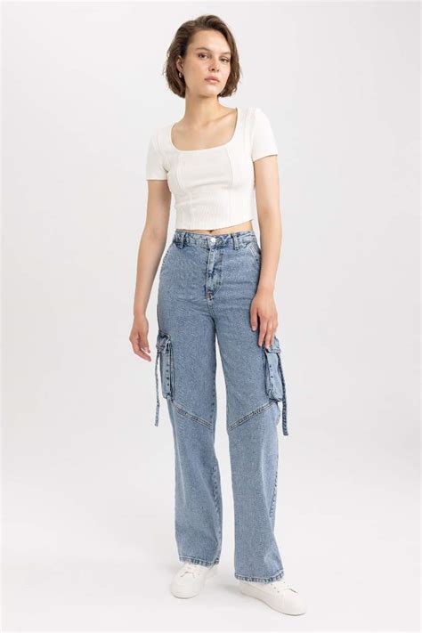 أزرق حريمي بنطلون جينز قطن 2832302 Defacto