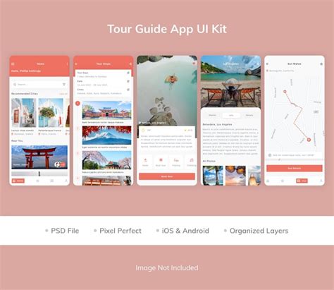 premium psd tour guide app ui kit