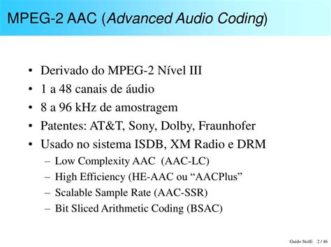 PPT Compressão de Áudio MPEG AAC PowerPoint Presentation free download ID