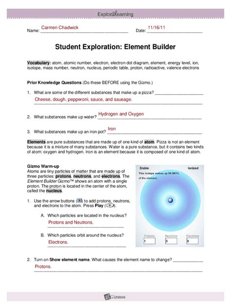 Element Builder Gizmo Answer Key Fill Out And Sign Online Dochub