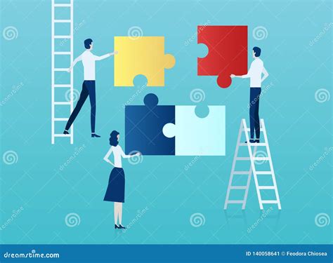 Vector Of Business People Assembling A Puzzle Stock Illustration Illustration Of Efficient