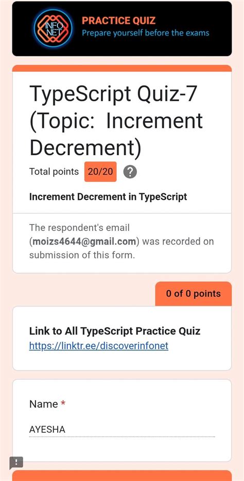 Ayesha Aziz On Linkedin Typescript Giaic Quiz Coding Javascript