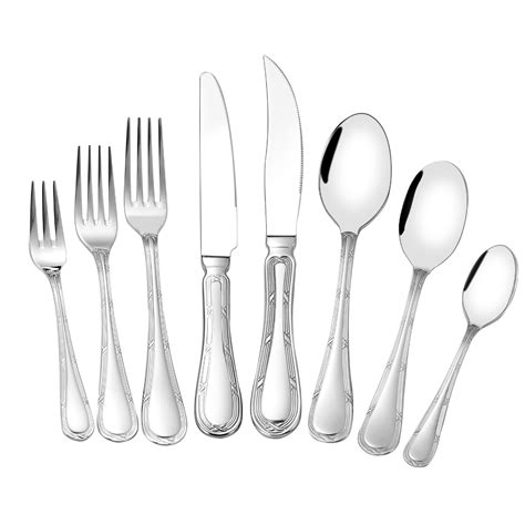 Sut Silverware Sets 8 Pcs Vintage Carved Premium Stainless Steel Fl