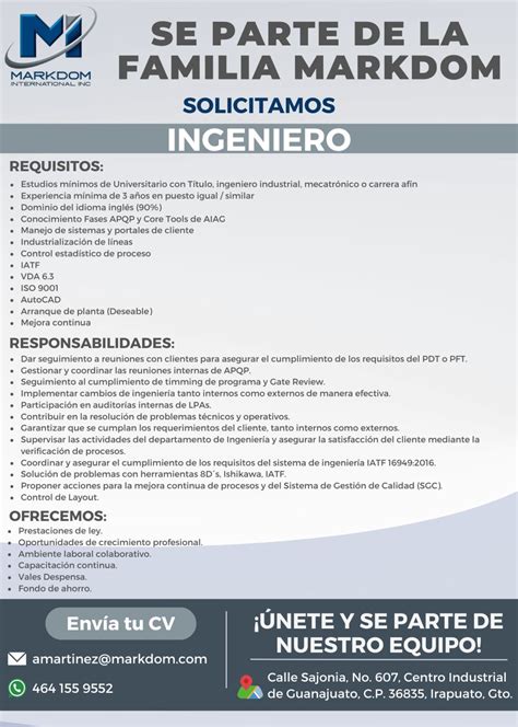 Buen Día Red En Markdom Planta Irapuato Tenemos La Siguiente Aarón