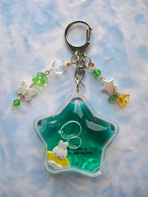 Miffy Floating Keychain Stars Flowers Butterfly Green White Yellow Etsy