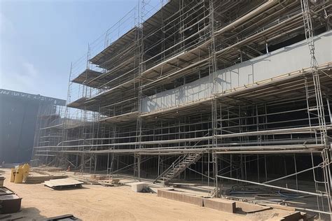 Construction Site Scaffold And Platform Industrial Development Premium Ai Generated Image