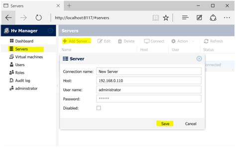 Installation Hv Manager