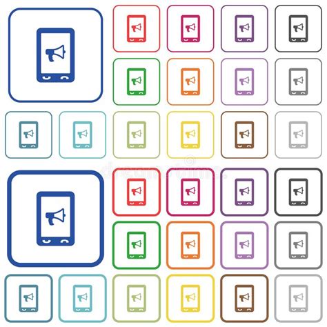 mobile reading aloud outlined flat color icons stock vector