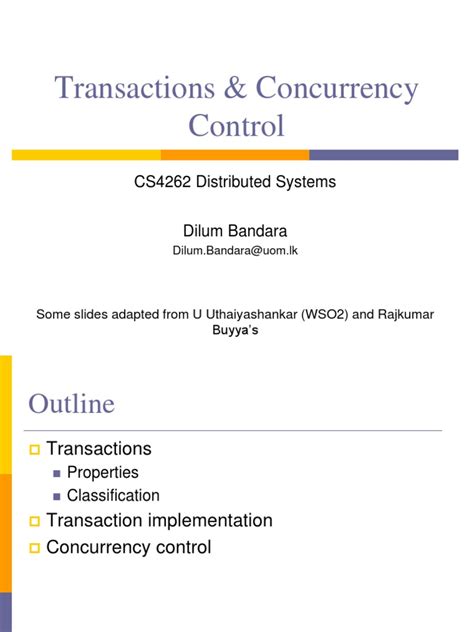 transactions and concurrency control cs4262 distributed systems pdf