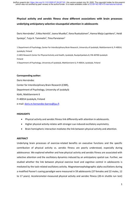 Pdf Physical Activity And Aerobic Fitness Show Different Associations