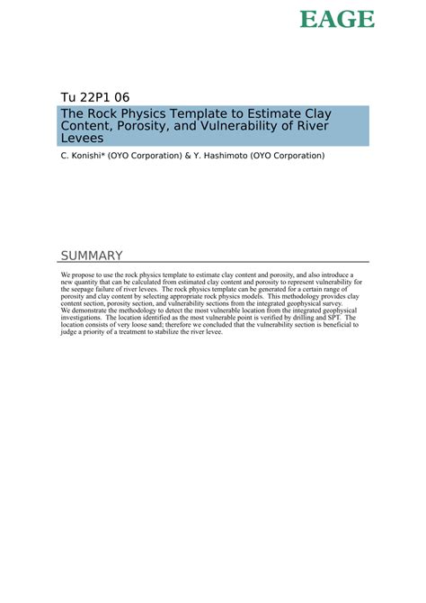 Pdf The Rock Physics Template To Estimate Clay Content Porosity And Vulnerability Of River