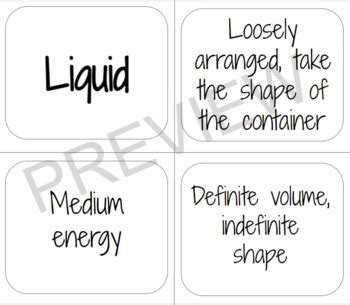 States Of Matter Card Sort EOC Review By Lara Zwald TpT