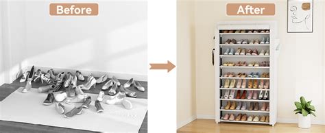 Lanteful Shoe Rack With Covers 10 Tier Tall Shoe Rack