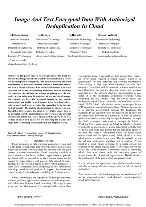 Pdf Image And Text Encrypted Data With Authorized Deduplication In Cloud