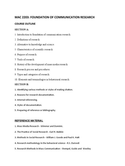 Foundation Of Communication Research Draft Pdf Scientific Method