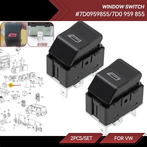 2pcs Car Accessories Electric Power Window Control Switch Lifter Button