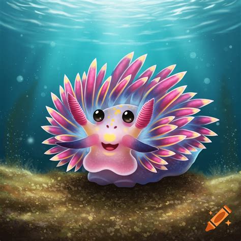 Cute Colorful Nudibranch Illustration Underwater On Craiyon