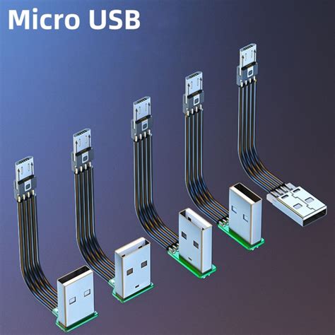 плоский силиконовый гибкий кабель Usb Straight To Android кабель для передачи данных 5 см слева