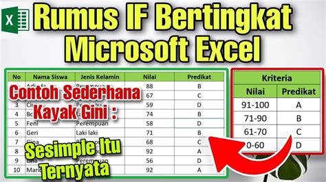 Cara Mudah Belajar Rumus If Bertingkat Di Microsoft Excel Youtube