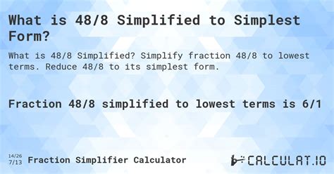 What Is 48 8 Simplified To Simplest Form Calculatio