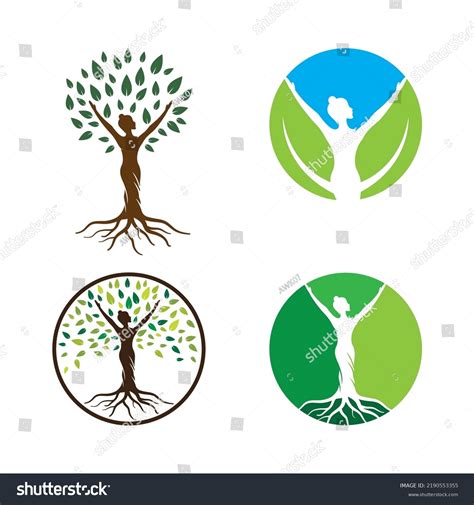 Illustration Women Tree Leaf Roots Vector Stock Vector Royalty Free 2190553355 Shutterstock