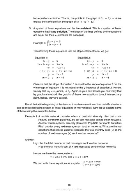 Math 8 Module 14 Illustrating Systems Of Linear Equations In Two Variables Grade 8 Modules