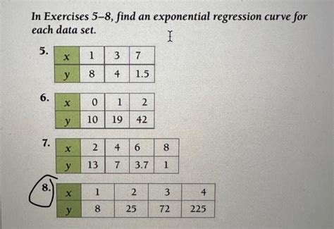 solved in exercises 5 8 find an exponential regression