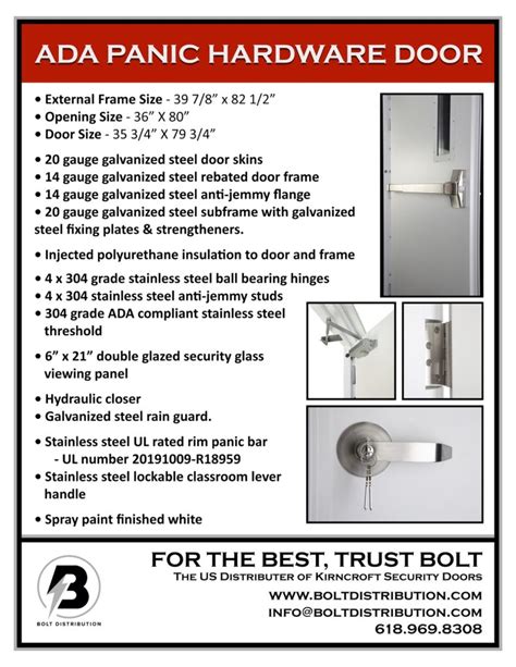 ADA Panic Hardware Doors Bolt Dist
