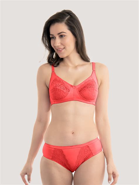 Audi Bikini Cut Lace Bra Panty Set Hot Pink