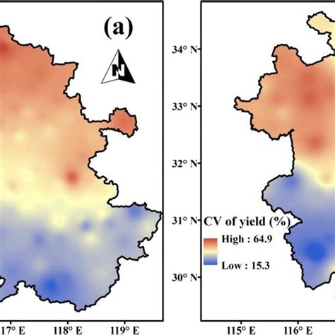 Spatial Distribution Of The Average And Coefficient Of Variations Cv