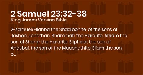 2 Samuel 23 32 38 Kjv Eliahba The Shaalbonite Of The