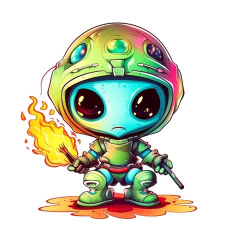 Illustration Art Kawaii Alien Premium Ai Generated Image