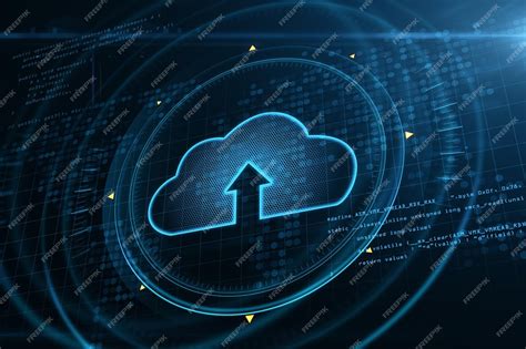 Premium Photo Creative Glowing Cloud Computing Hologram On Blue