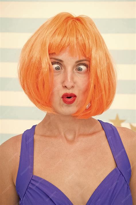Premium Photo Crazy Girl With Orange Hair Crazy Emotions On Face Of