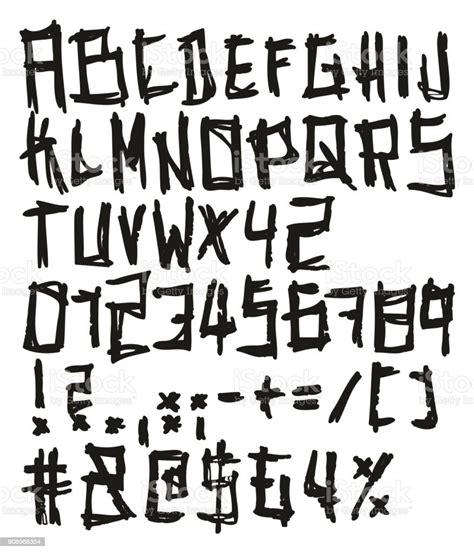 얇은 펜 낙서 자유형 추가 굵게 벡터 글꼴 대문자 숫자 및 기호 0에 대한 스톡 벡터 아트 및 기타 이미지 0 0명 1 Istock