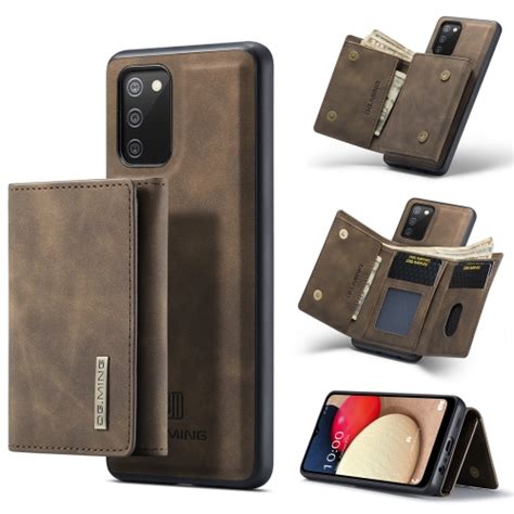 삼성 갤럭시 A02s Dgming M1 시리즈 3 배 멀티 카드 지갑 자석 백 커버 충격 방지 케이스 홀더 기능 커피