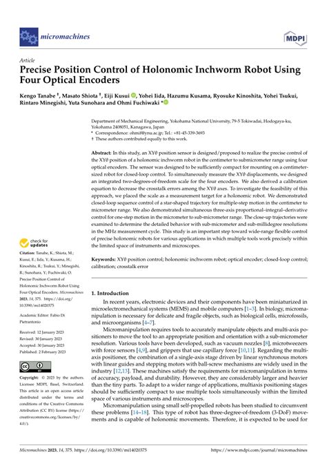 Pdf Precise Position Control Of Holonomic Inchworm Robot Using Four Optical Encoders