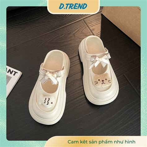 Dép Sục Nữ Đế Bằng Dép Nữ Cute Stickker Mèo Bông Chống Trơn Êm Chân