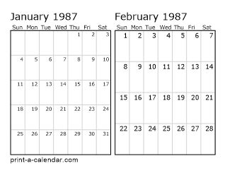 Download 1987 Printable Calendars