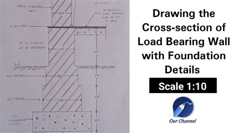 Cross Section Of Load Bearing Wall Showing Foundation Details Civil Engineering Drawing Youtube