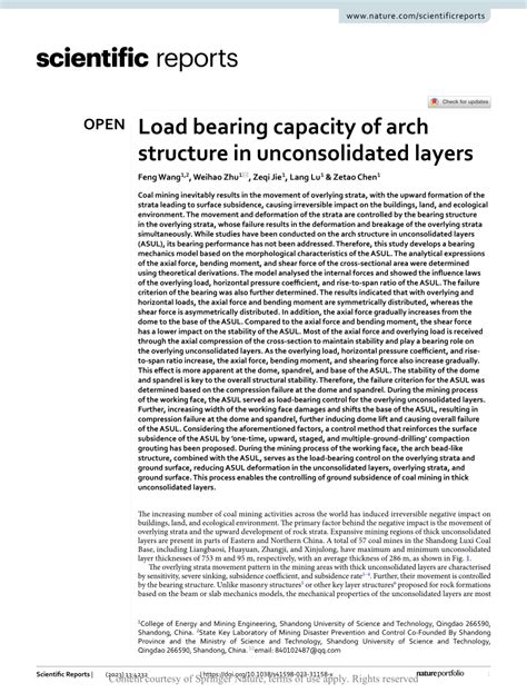PDF Load Bearing Capacity Of Arch Structure In Unconsolidated Layers