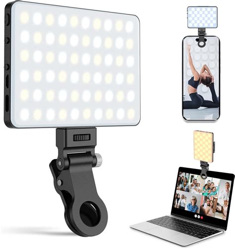60 Led Selfie Light Clip On Rechargeable Phone Light With Cri 95 3 Color