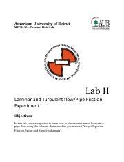 Experiment Laminar And Turbulent Flow Pipe Friction American University Of Beirut MECH