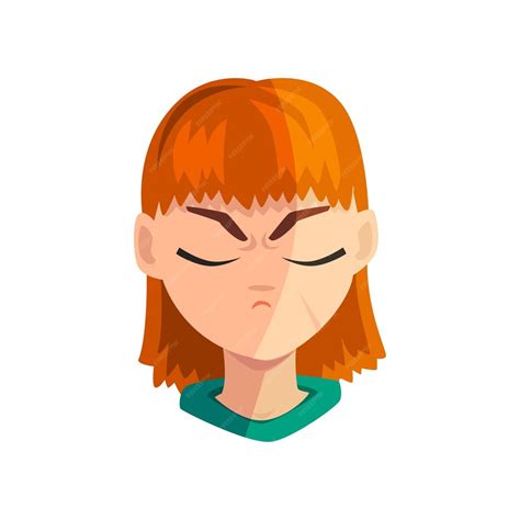 Premium Vector Sad Redhead Girl With Closed Eyes Female Emotional