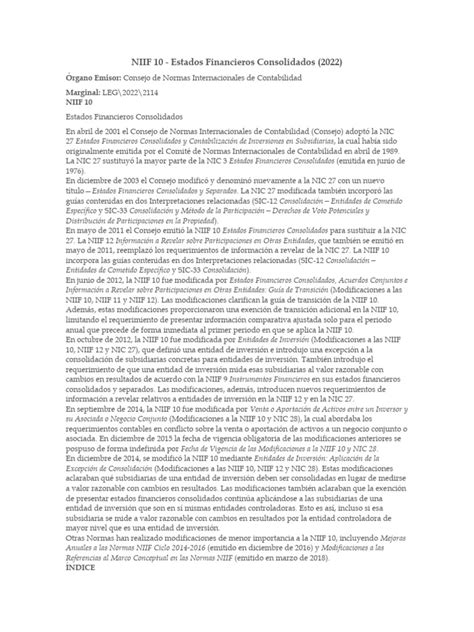 10 Estados Financieros Consolidados Pdf Normas Internacionales De
