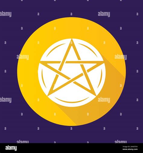 Pentagram Yellow Flat Design Long Shadow Glyph Icon Occult Ritual Pentacle Devil Star Satanic
