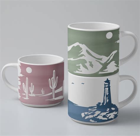 Landscape Stackable Mugs Alphabet Mugs Mugs Mug Art
