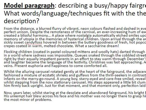 Aqa Descriptive Writing Aiming For Grade 7 Includes Targetstips 6