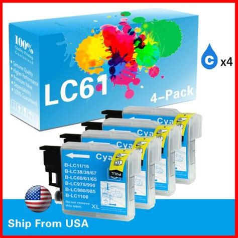 4pk Lc61 Lc61 Ink Cartridge For Mfc J265w Printer Ebay